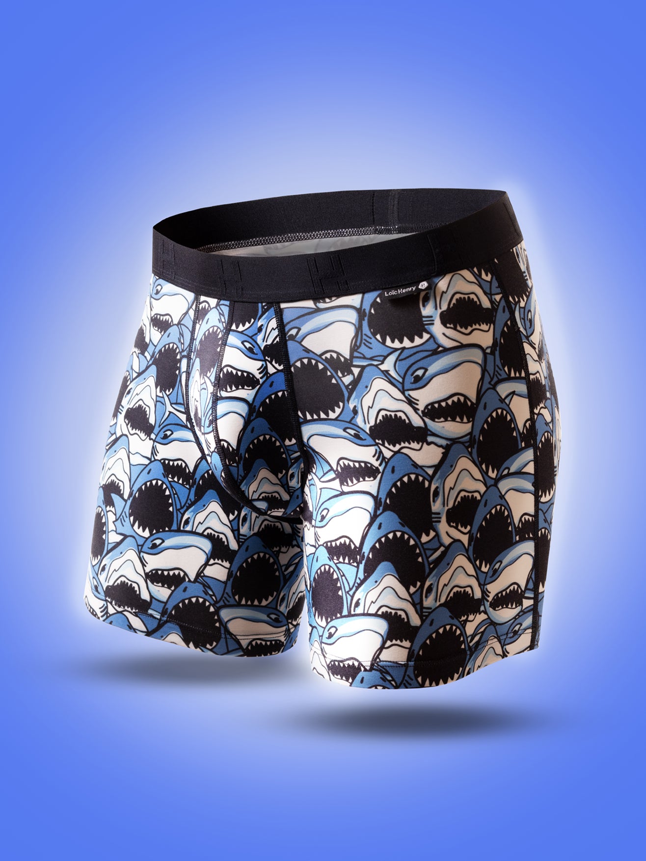 BOXER HOMME MODAL COTON BLEU NOIR ANIMAL JAWS