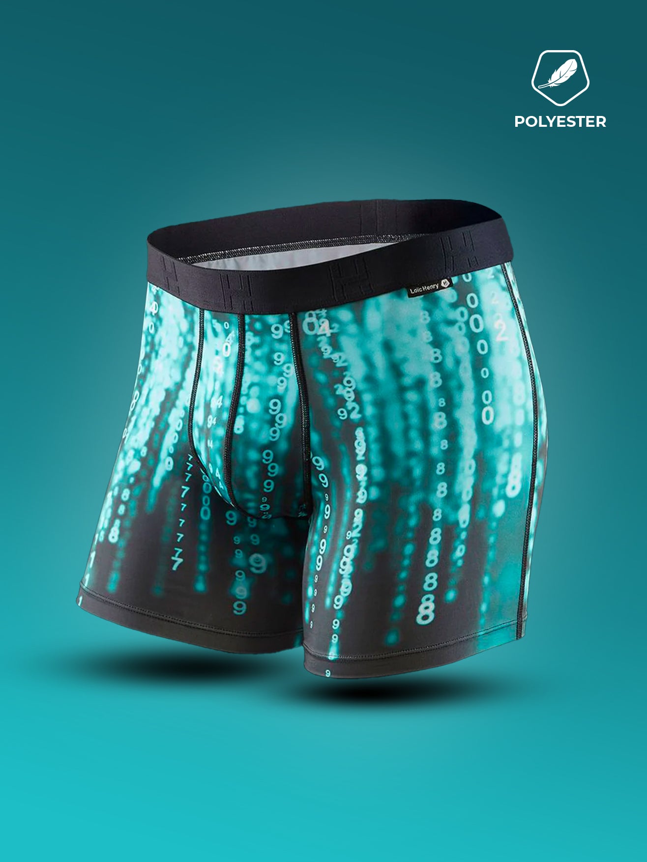 BOXER HOMME POLYESTER VERT NOIR MATRIX