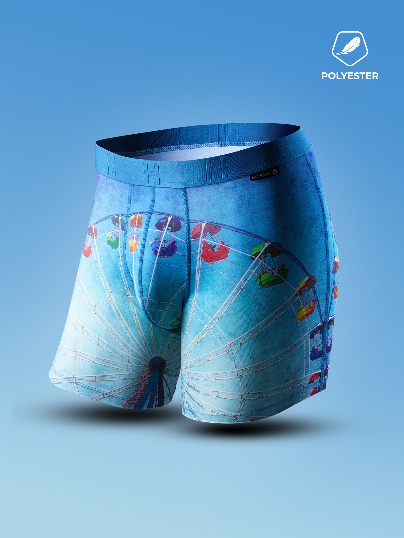 BOXER HOMME POLYESTER BLEU GRANDE ROUE