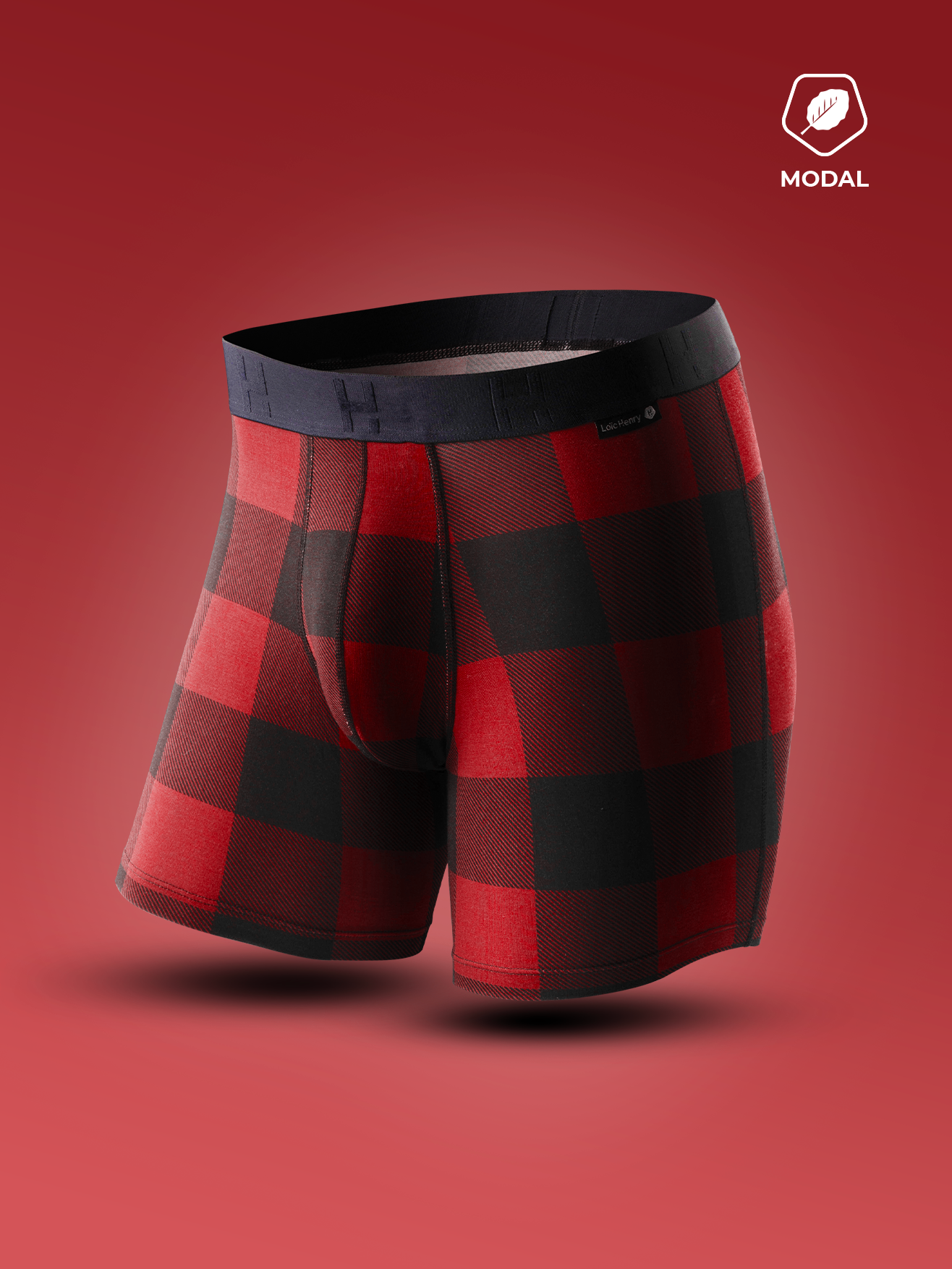 BOXER HOMME MODAL ROUGE NOIR RED LUMBERJACK